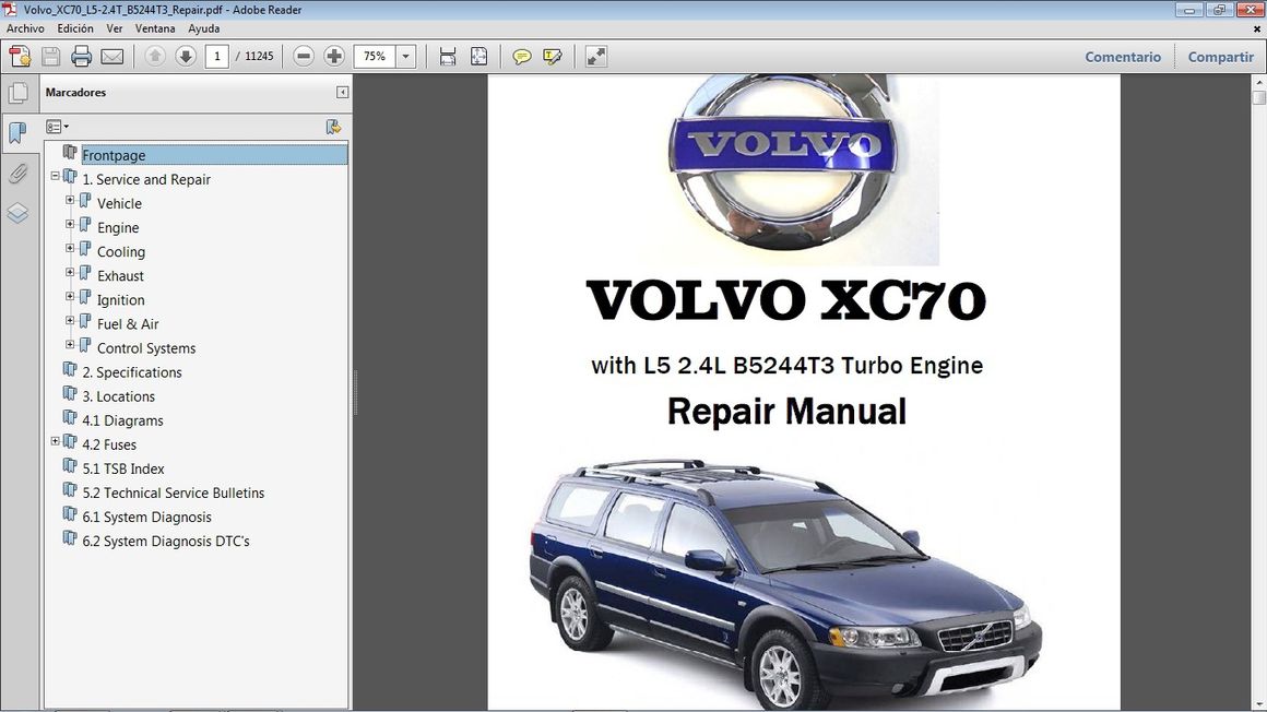 VOLVO S40 2.4 B5244S4 Workshop Repair - Manual de Tall