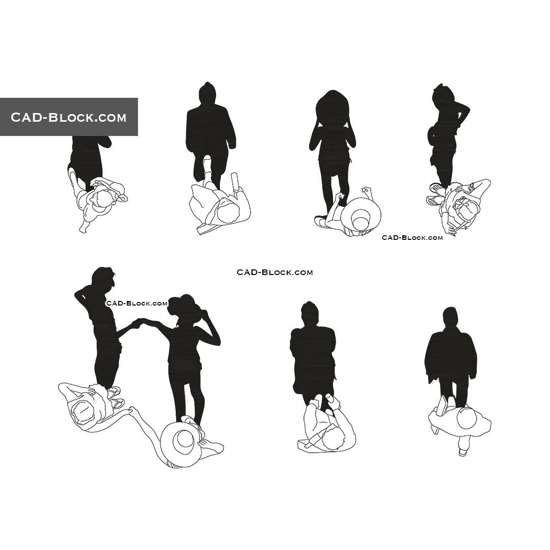 People in Plan with Shadow - CAD Blocks, AutoCAD, DWG
