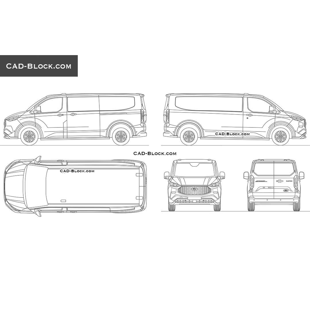 Ford E-Transit Costom L2H1 - Vector car drawings