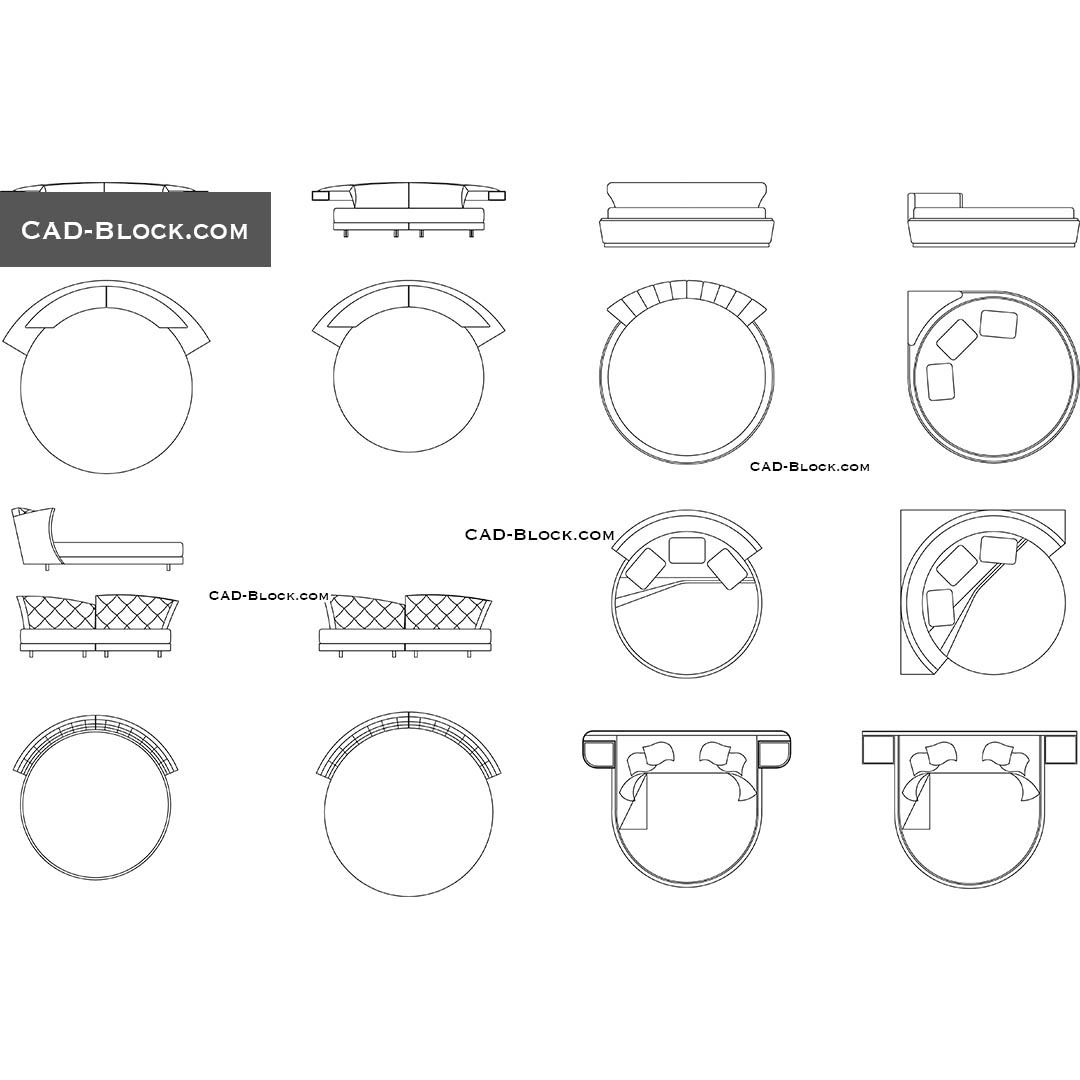 Round Beds - CAD Blocks, AutoCAD, DWG