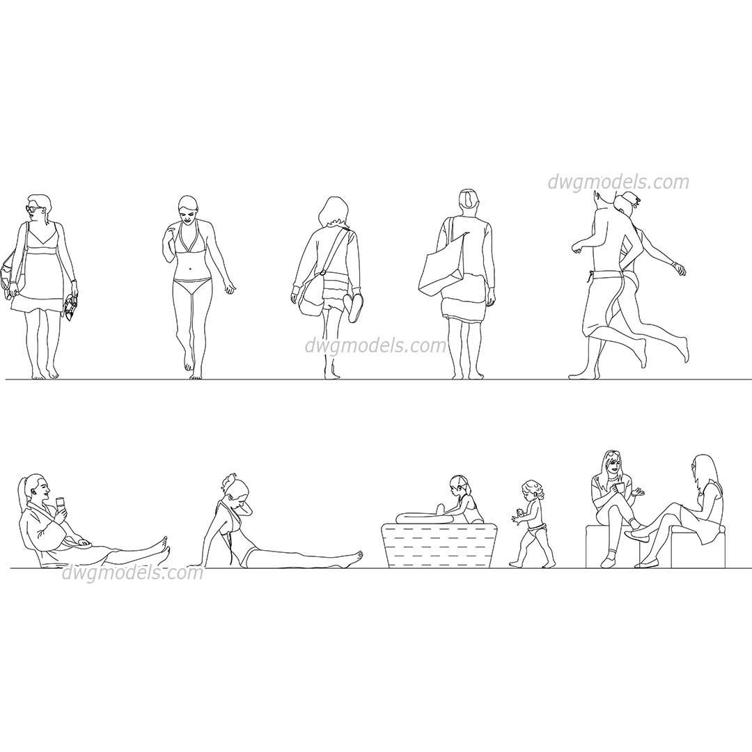 People on the beach. Pack 2 - DWG File (AutoCAD)