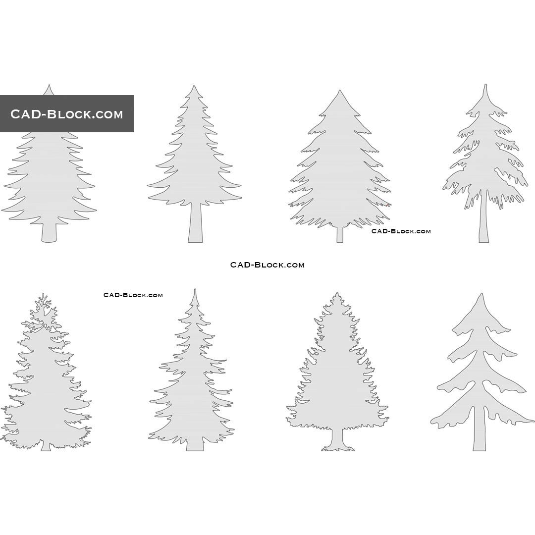 Spruce Tree Stencil - CAD Blocks, AutoCAD, DWG