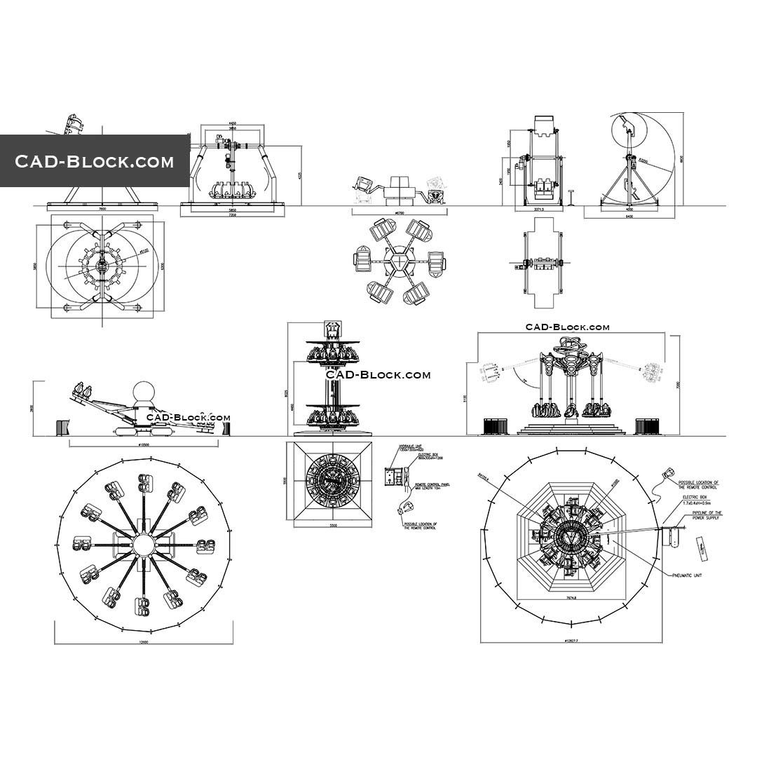 Amusement Park Equipment - CAD Blocks, AutoCAD, DWG