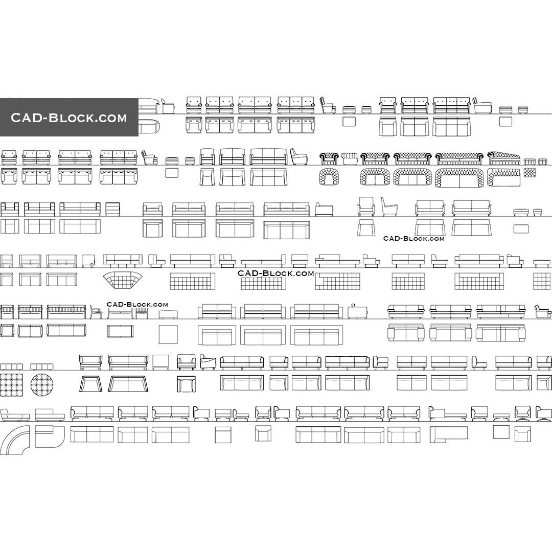 Sofa & Armchair Big Set - CAD Blocks, AutoCAD, DWG