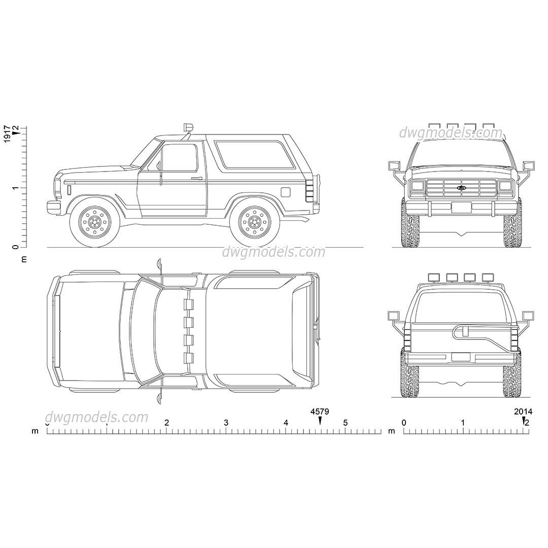 Ford Bronco (1985) - drawing for 3D modeling