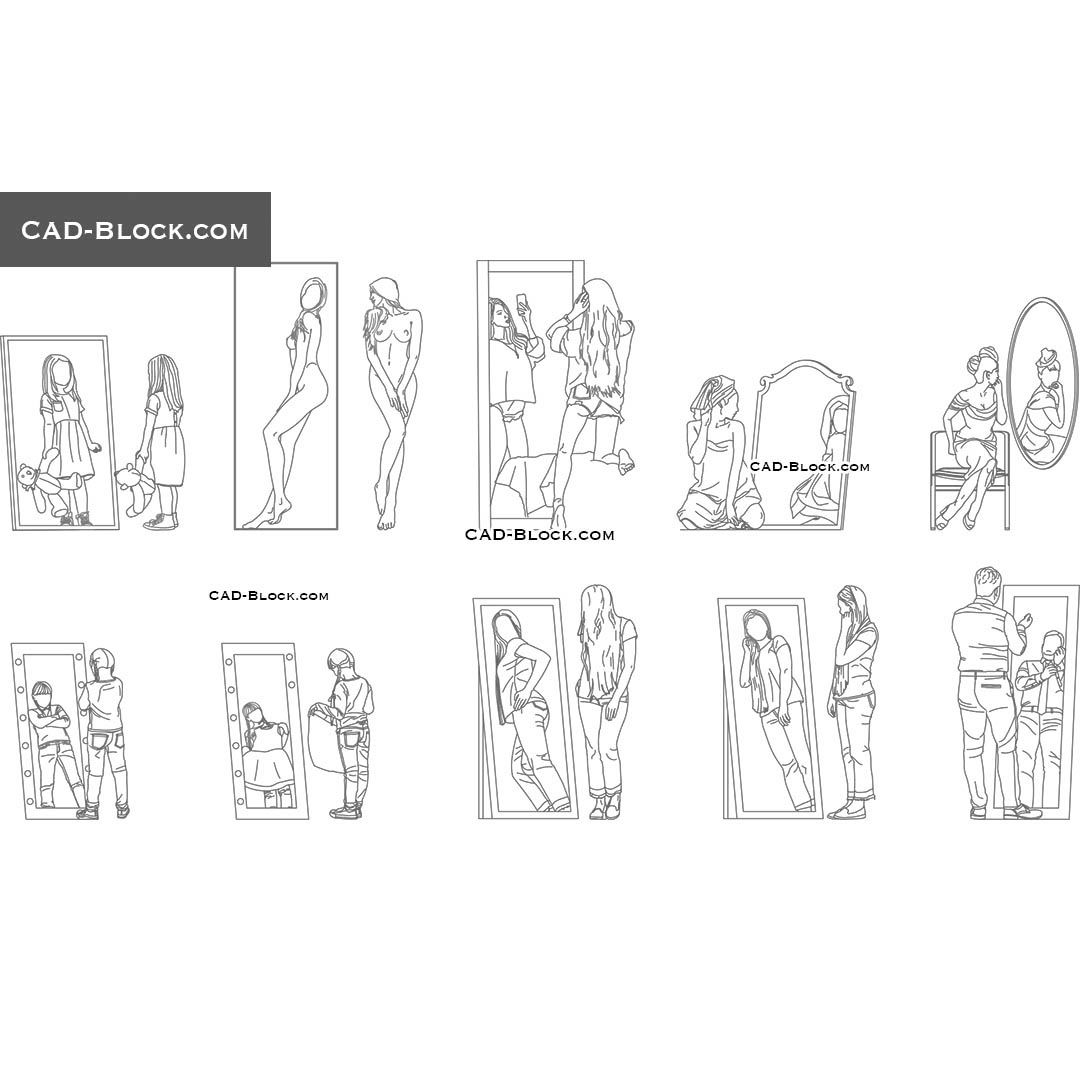 People in Mirror - CAD Blocks, AutoCAD, DWG