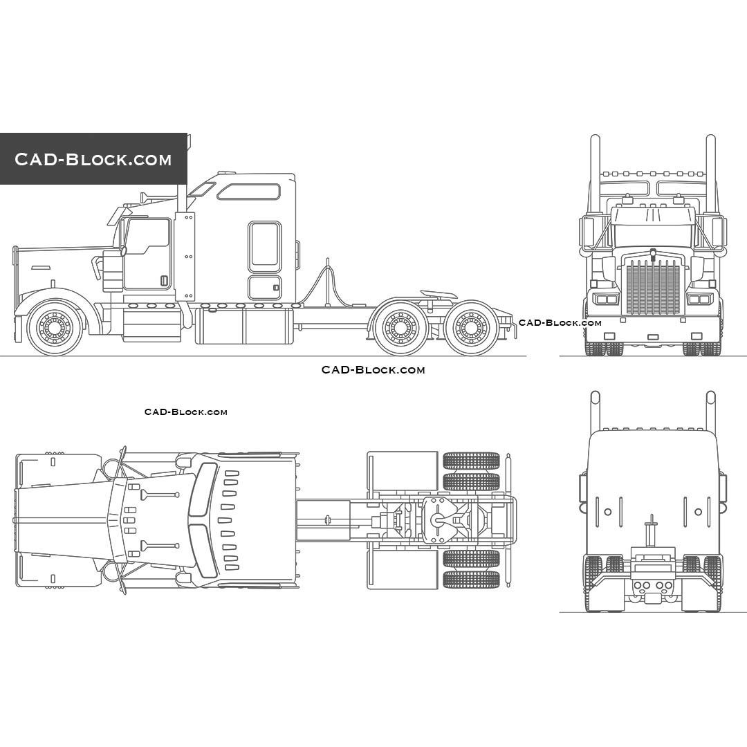 Kenworth W900L Aerodyne (2010) - Vector drawings