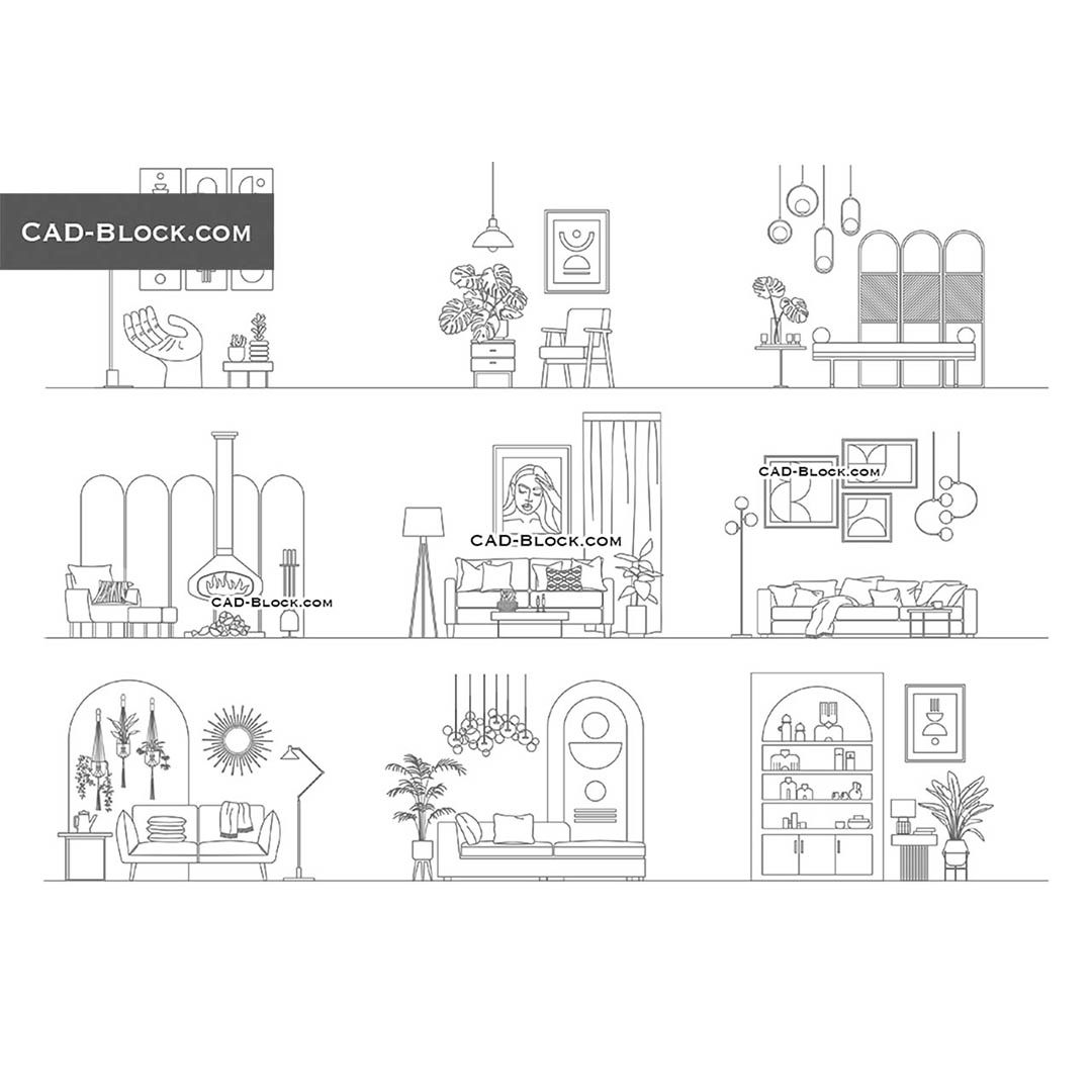 Living Room Details - CAD Blocks, AutoCAD, DWG