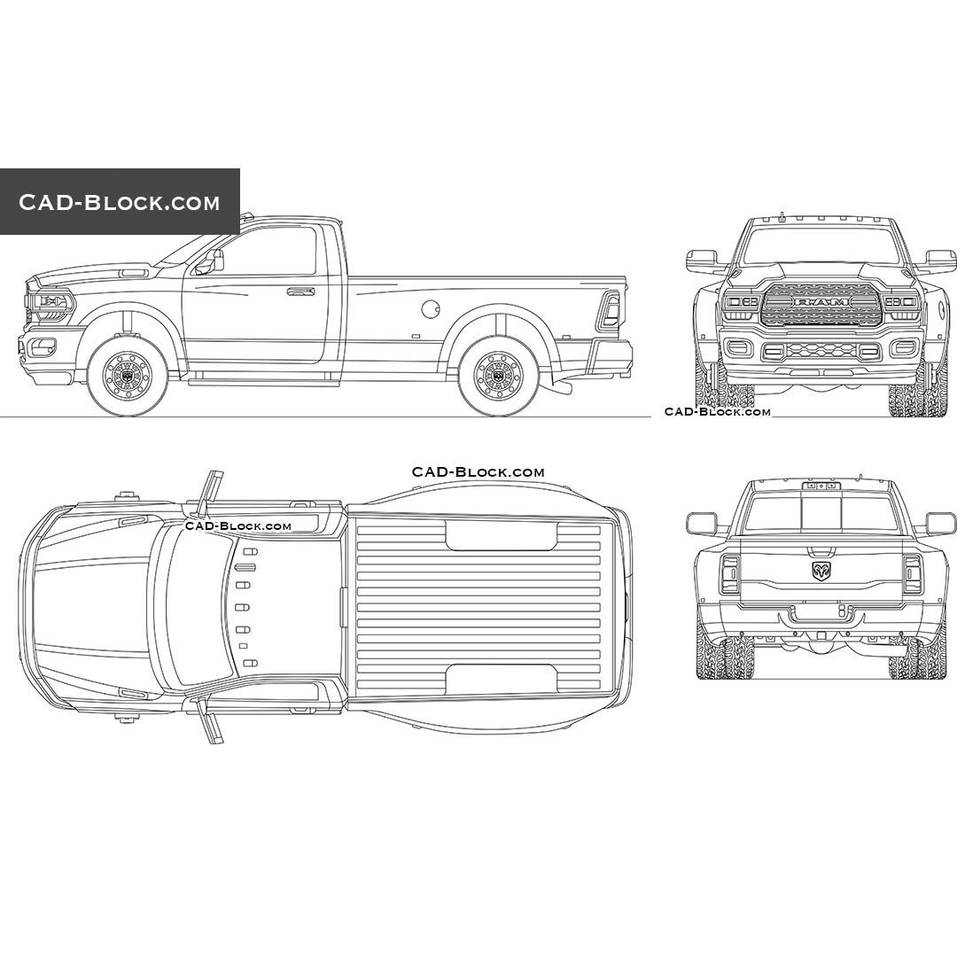 Dodge RAM 3500 Single Cab - Vector car drawings