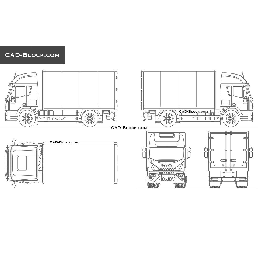 Iveco Eurocargo Box Truck Vector Drawings