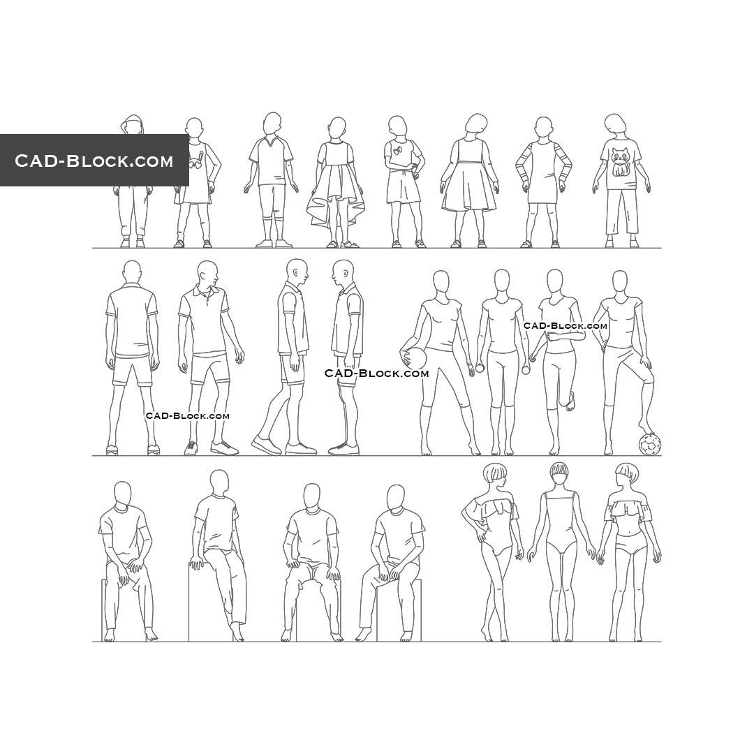 Mannequin Pack 01 Cad Blocks Autocad Dwg