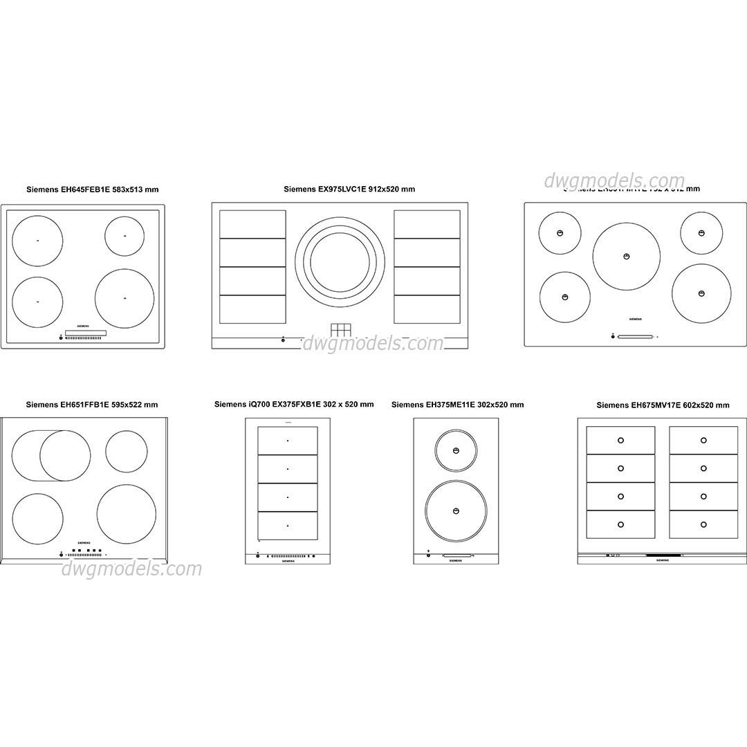 Induction cooktops - DWG File (AutoCAD)