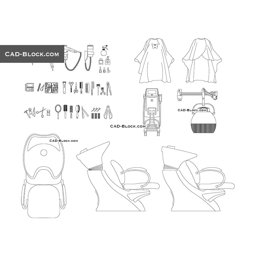 Beauty Salon Equipment - CAD Blocks, AutoCAD, DWG