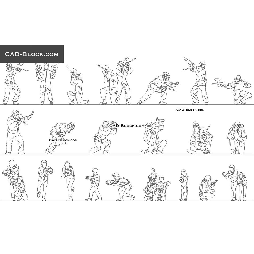Paintball & Laser Game - CAD Blocks, AutoCAD, DWG