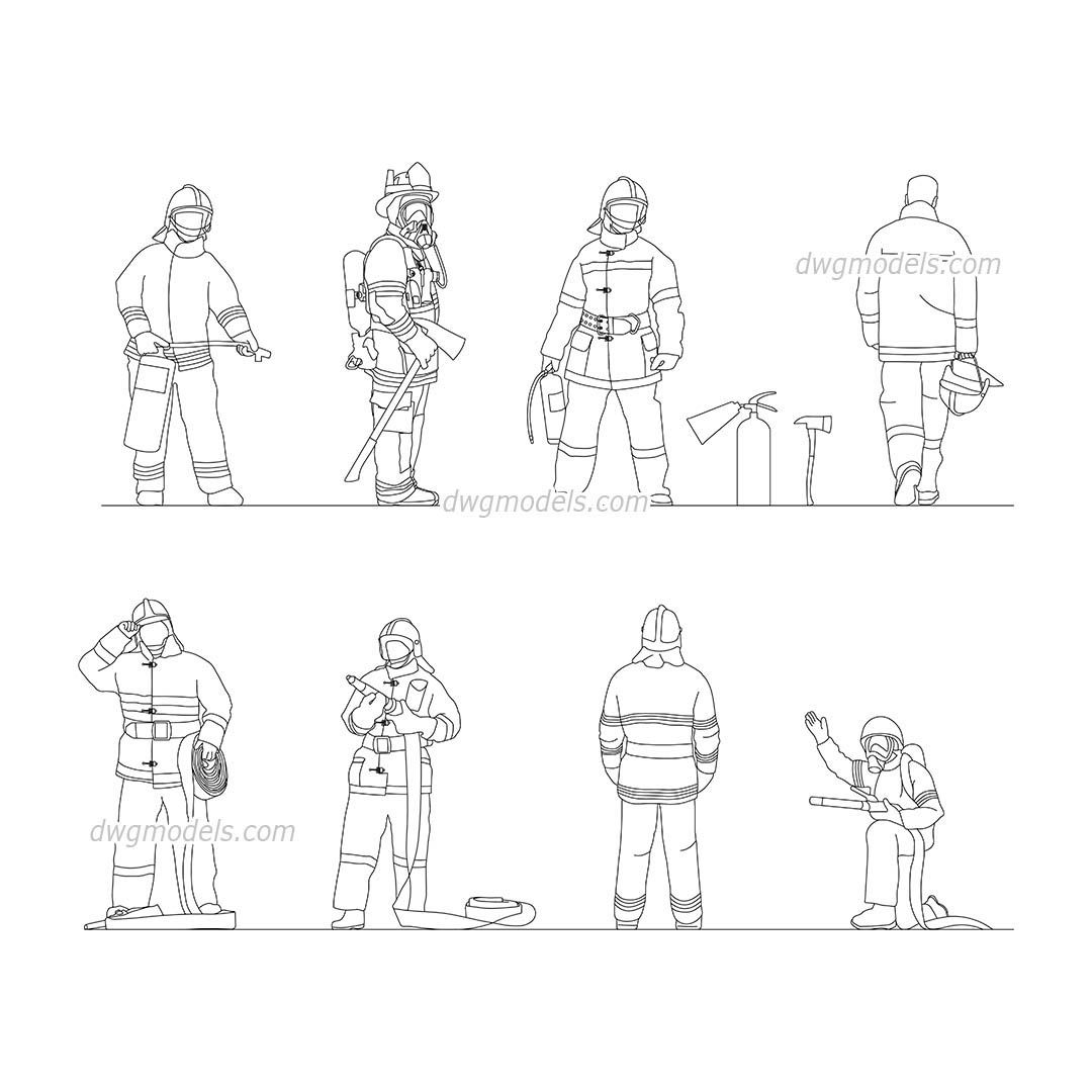 People Firefighters - DWG File (AutoCAD)