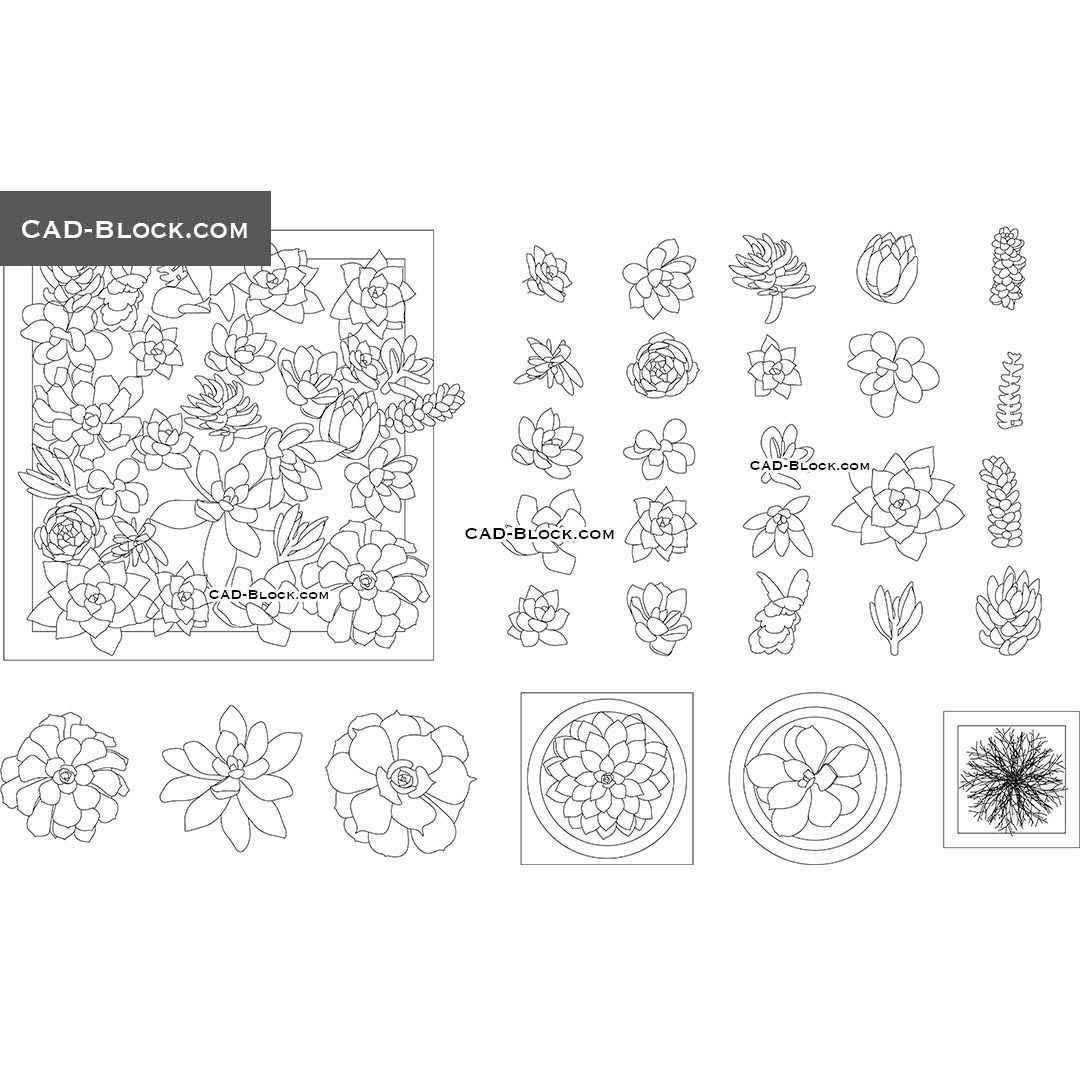 Small Ornamental Plants - CAD Blocks, AutoCAD, DWG