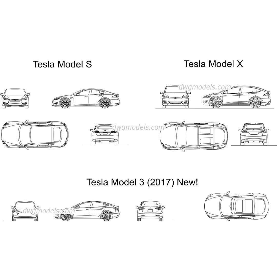 Tesla Set - drawing for 3D modeling