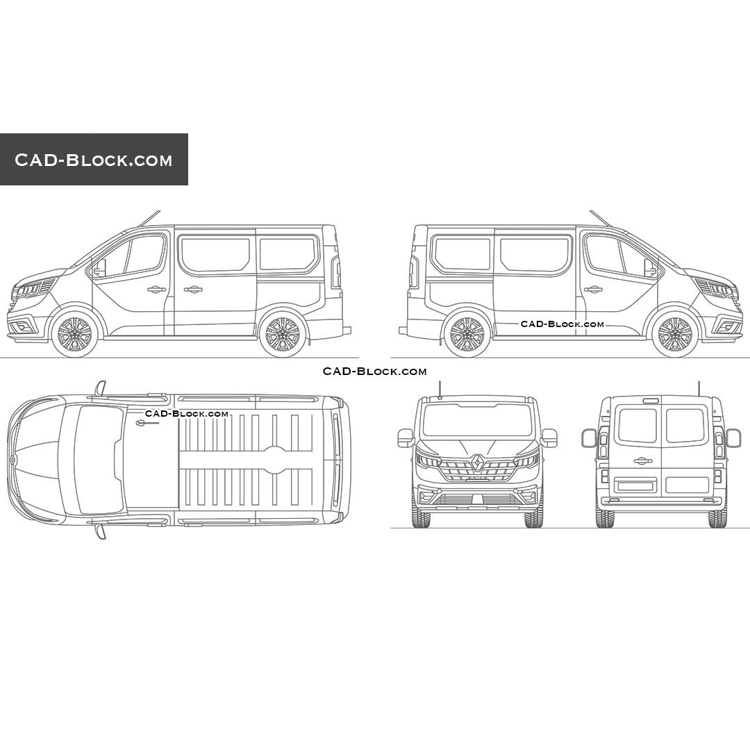 Renault Trafic Van L1 H1 - Vector car drawings