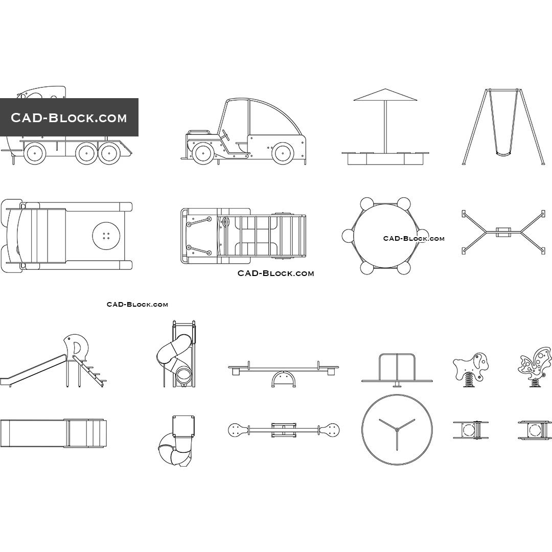 Kids Playground Equipment Cad Blocks Cad Blocksautocad