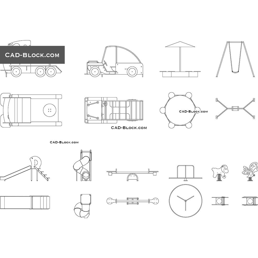 Playground Equipment - CAD Blocks, AutoCAD, DWG