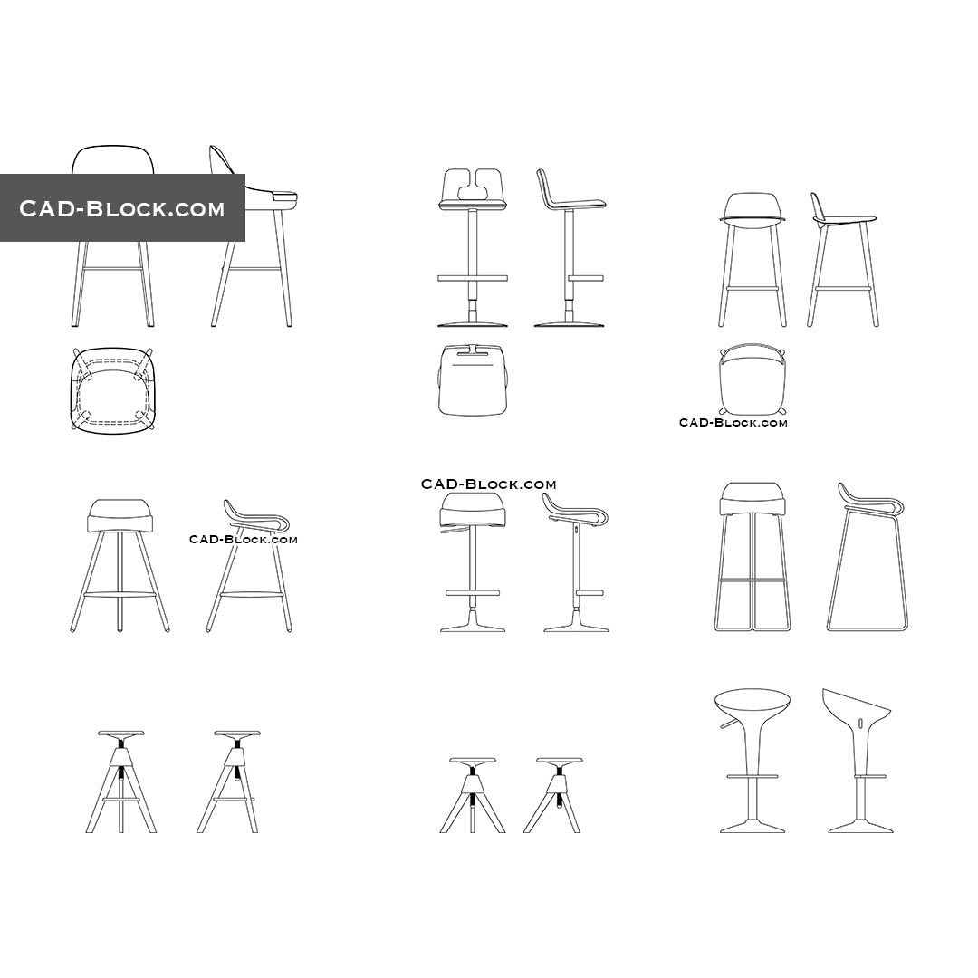 Bar Stool - CAD Blocks, AutoCAD, DWG