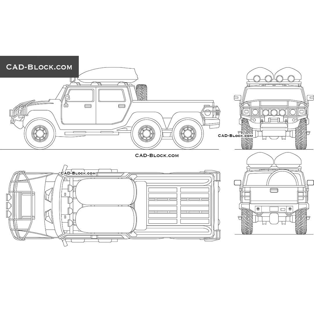 Hummer H2 6x6 - Vector car drawings