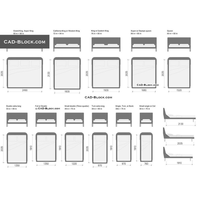 Bed Autocad Block 23.Beds In Top View AutoCAD Blocks Free Download
