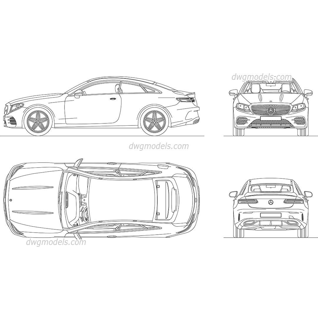 Mercedes-Benz E-Class Coupe - drawing for 3D modeling