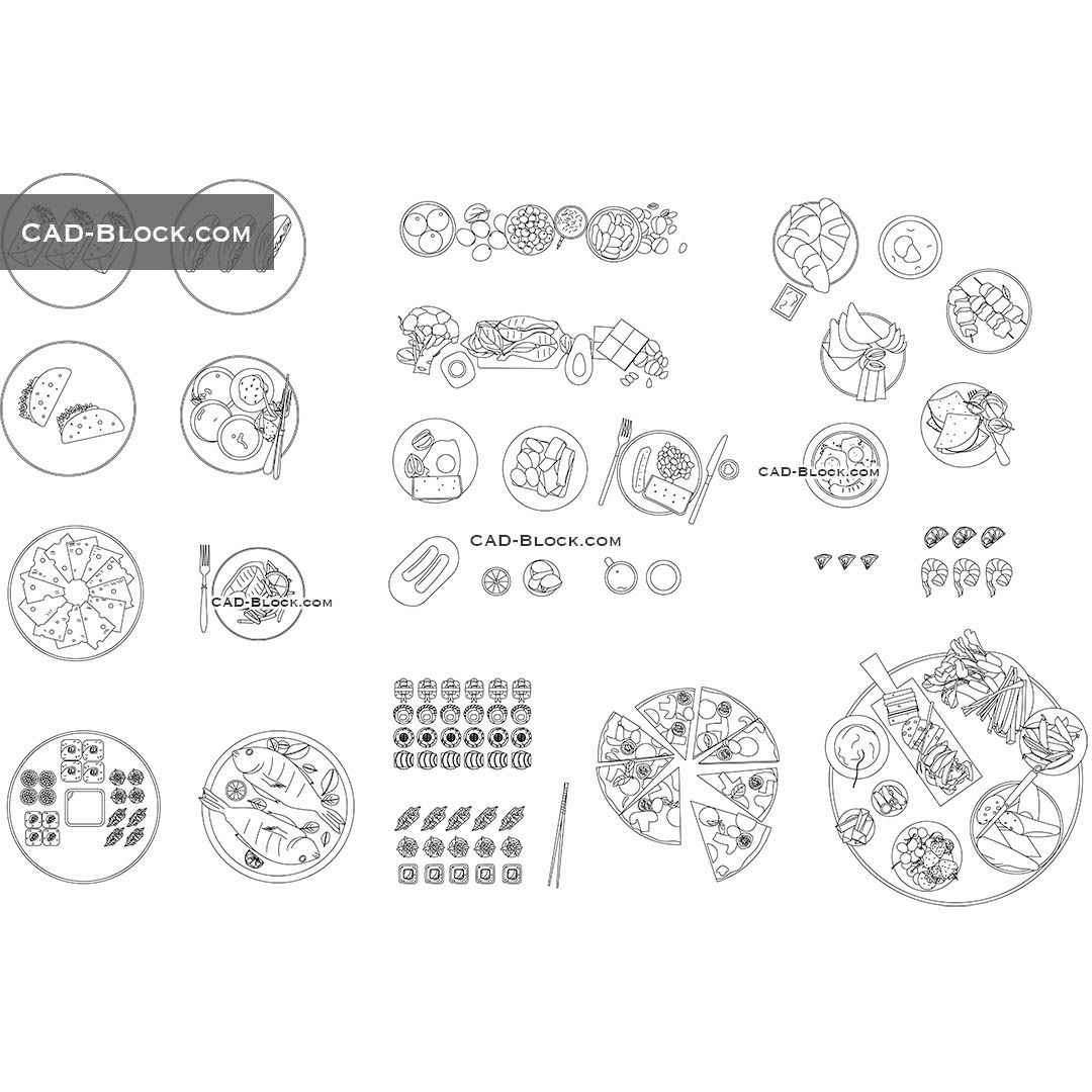 Food Set - CAD Blocks, AutoCAD, DWG