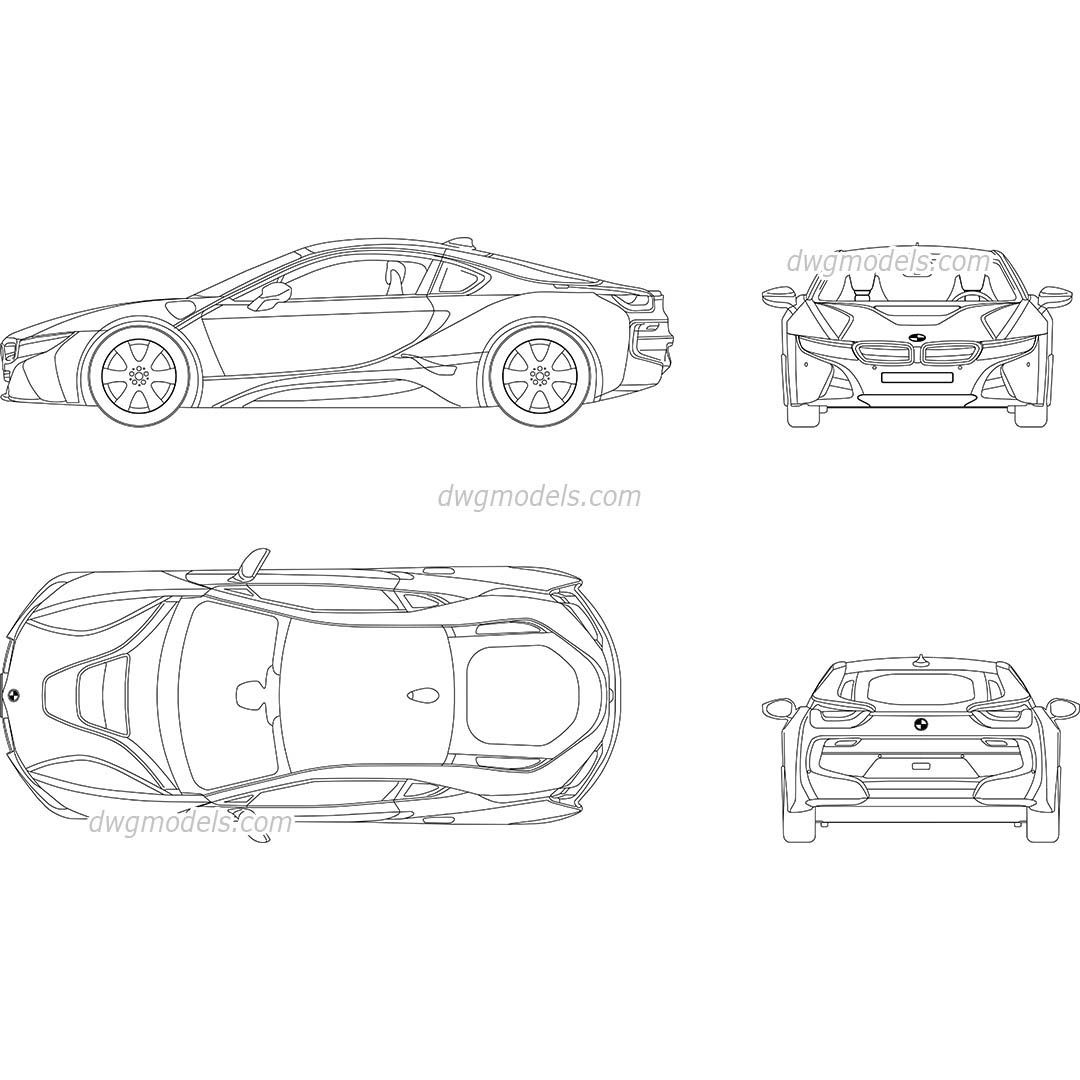 BMW i8 - drawing for 3D modeling