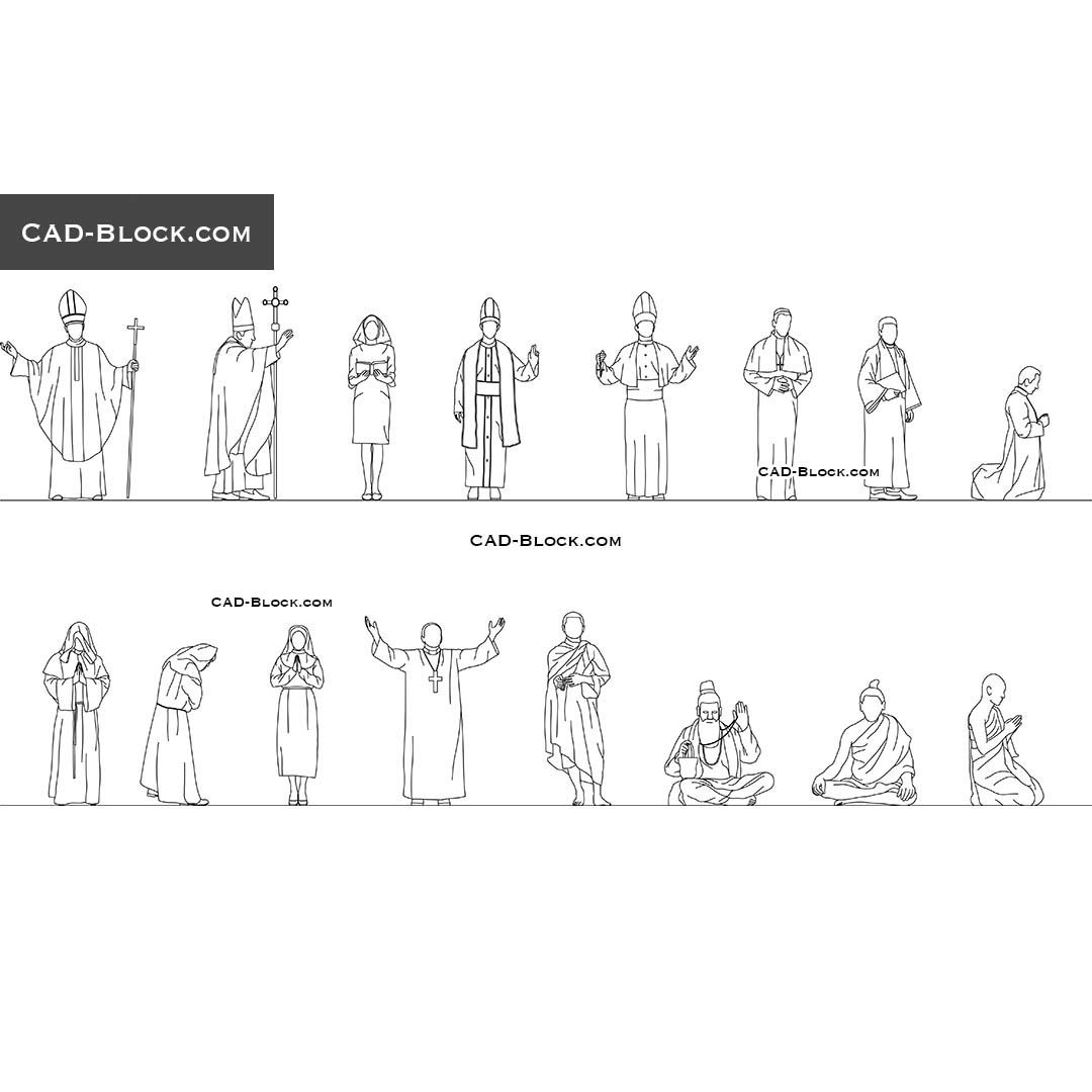Religious People - CAD Blocks, AutoCAD, DWG