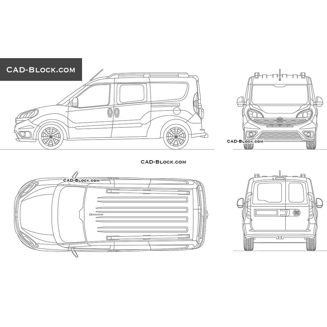 Fiat Doblo Combi L2H1 - Vector car drawings