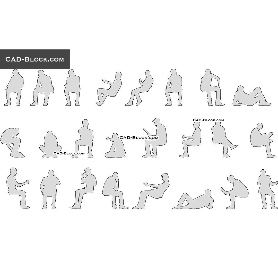 Sitting Man Silhouette - CAD Blocks, AutoCAD, DWG