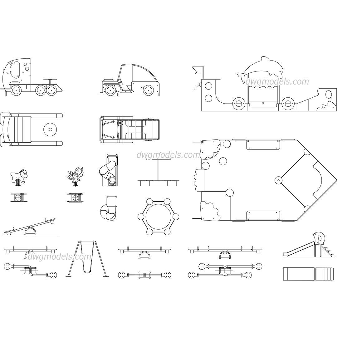 Kids playground equipment - DWG File (AutoCAD)