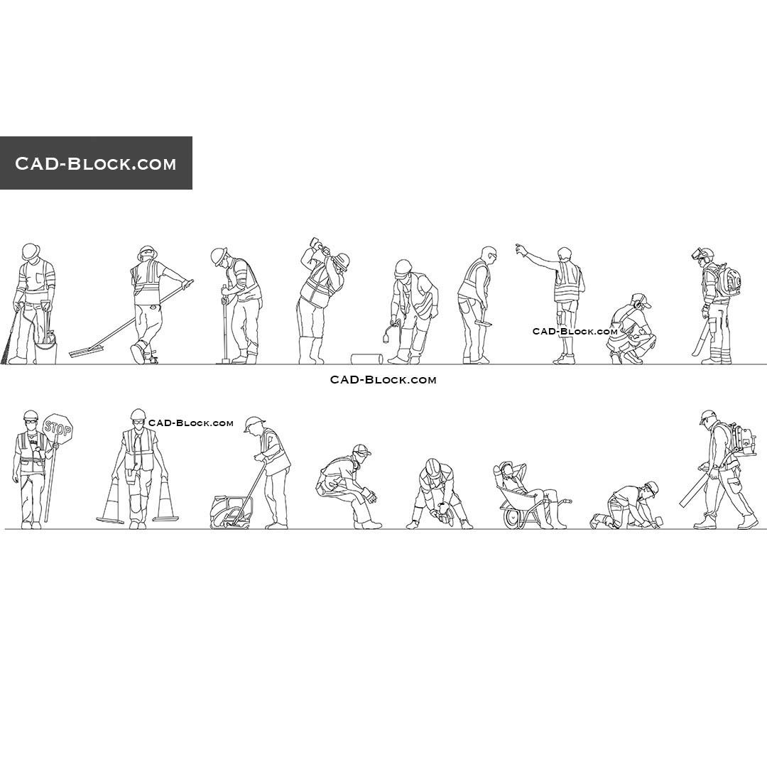 Road Workers - CAD Blocks, AutoCAD, DWG