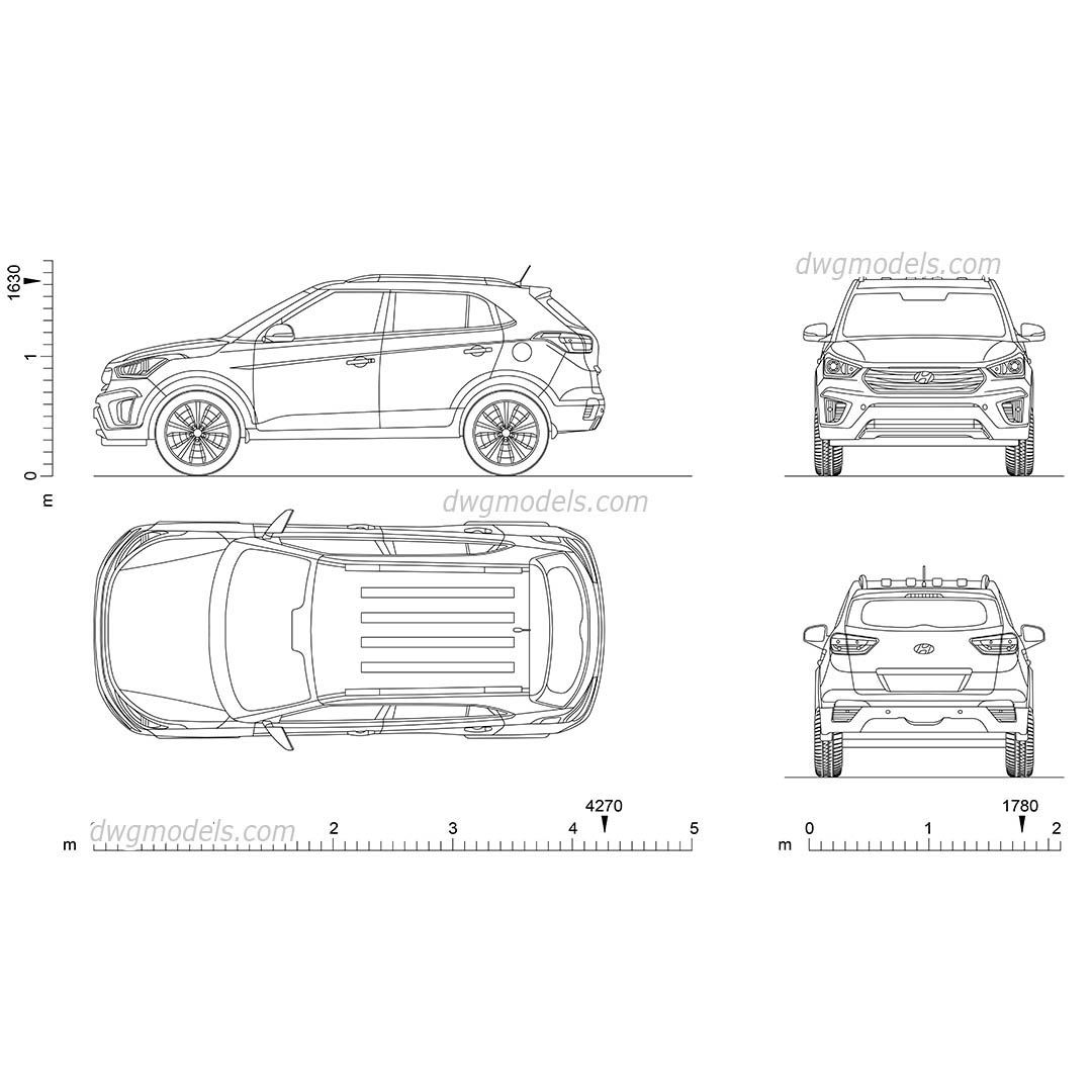 Hyundai Creta (2016) - drawing for 3D modeling