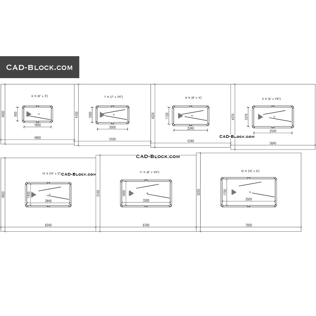 Pool Table Dwg Pool Table, Tandem Seating, Other DWG Block For AutoCAD