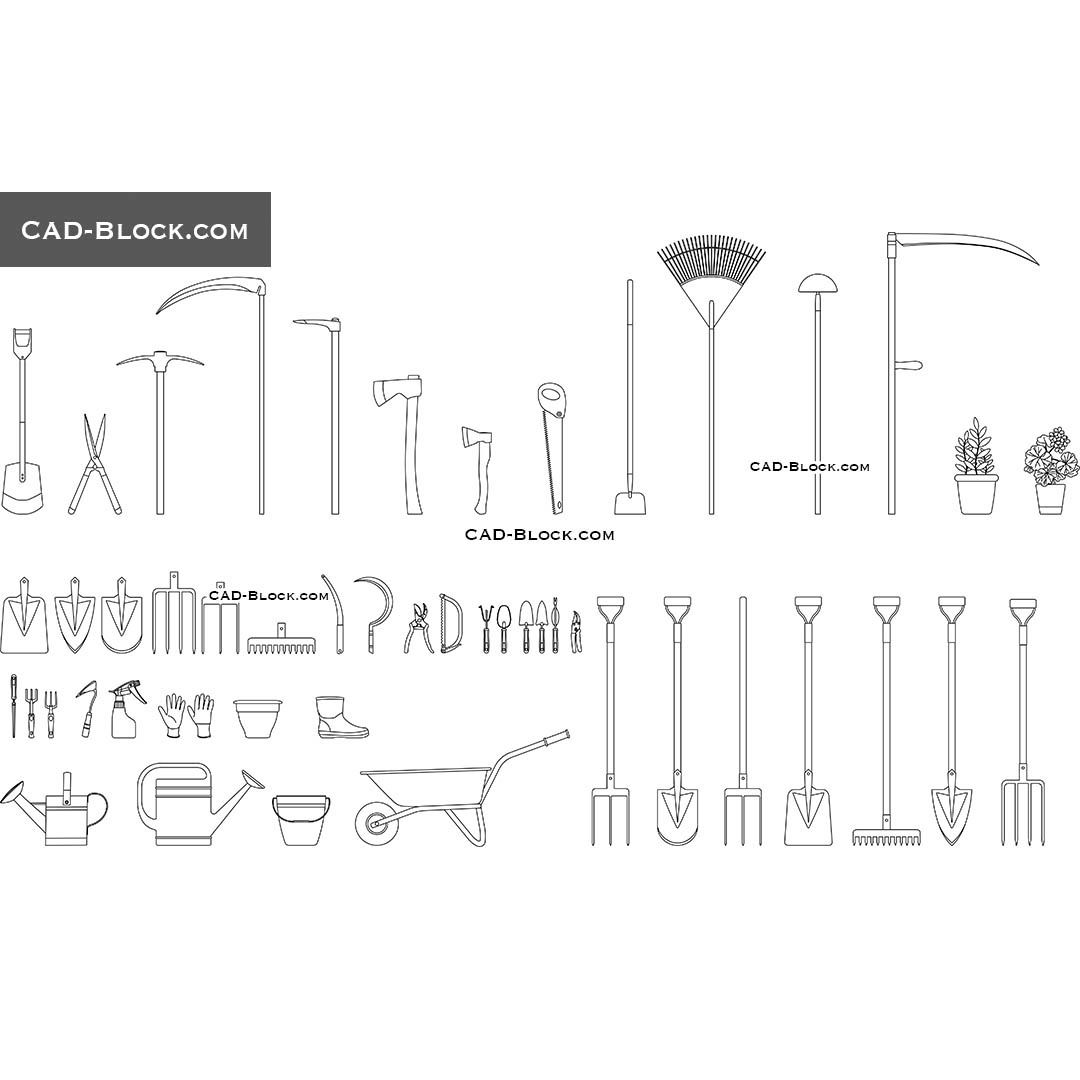 Garden Tools - CAD Blocks, AutoCAD, DWG