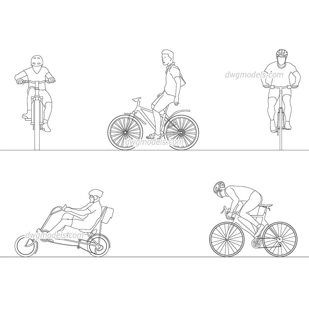 People cyclists - drawing for 3D modeling