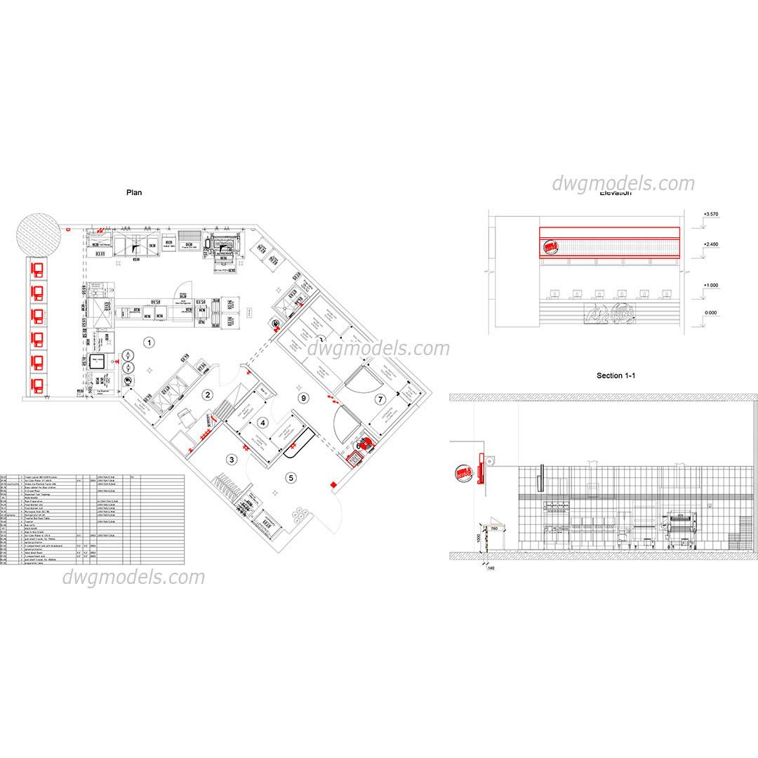 Kitchen of fast food - DWG File (AutoCAD)