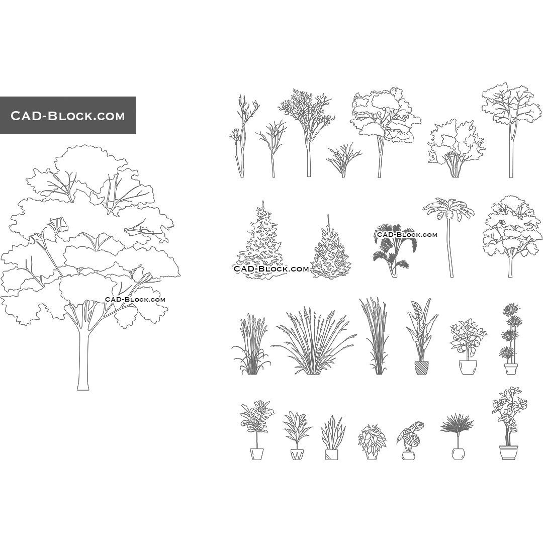Indoor & Outdoor Plants - CAD Blocks, AutoCAD, DWG