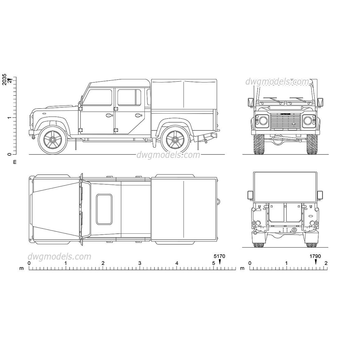 Land Rover Defender 130 - drawing for 3D modeling
