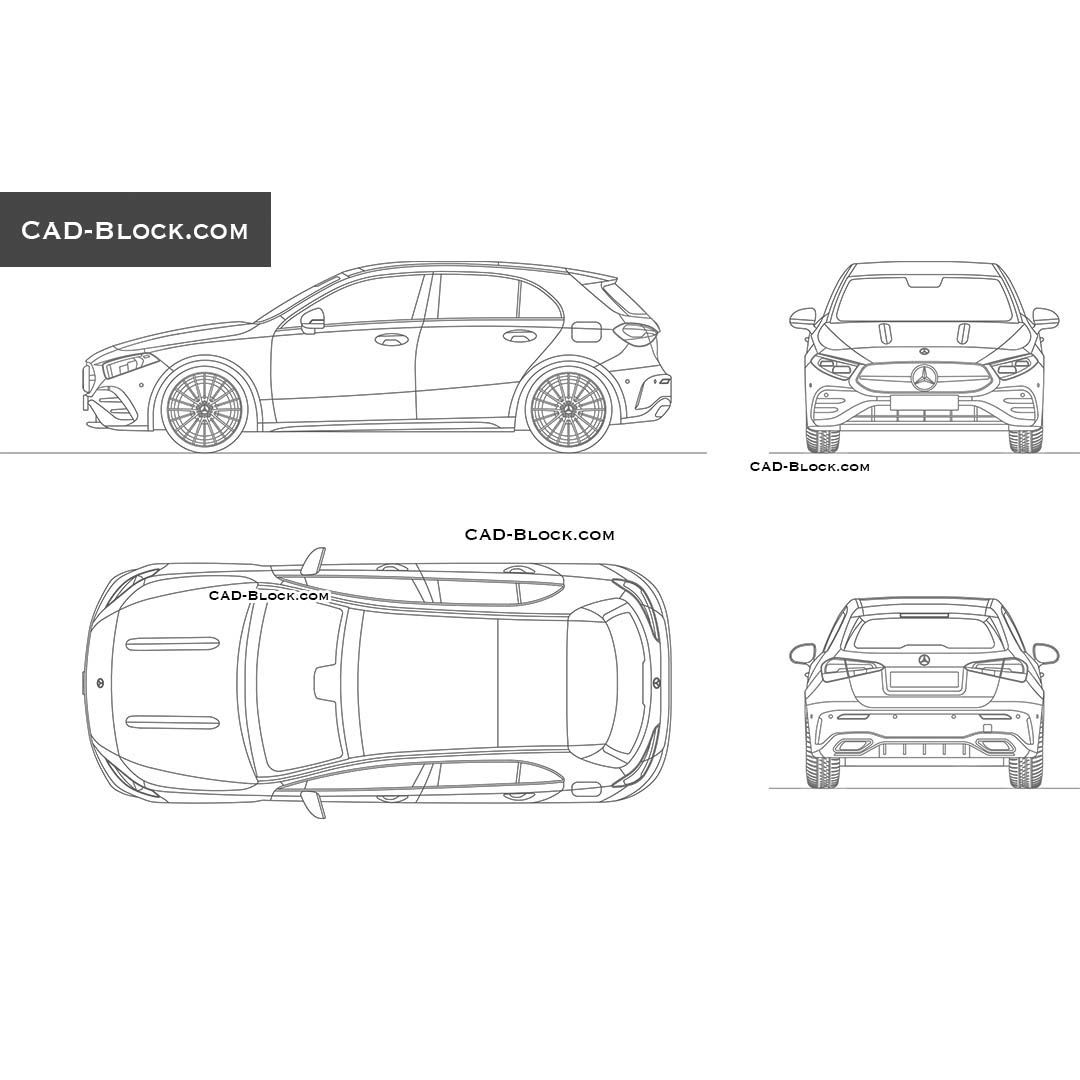 Mercedes-Benz A-Class AMG (2023) - Vector drawings