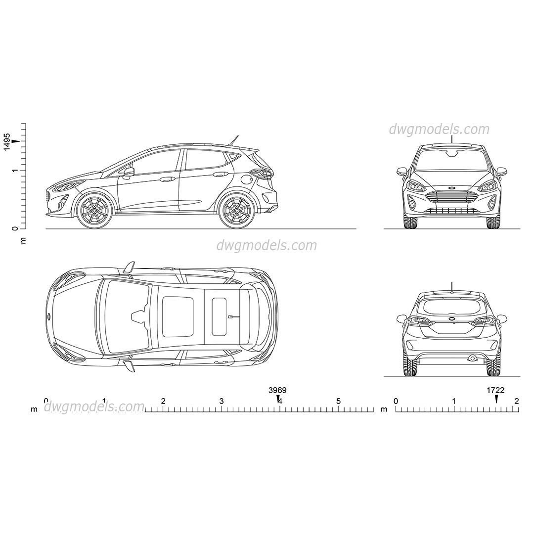Ford Fiesta - drawing for 3D modeling