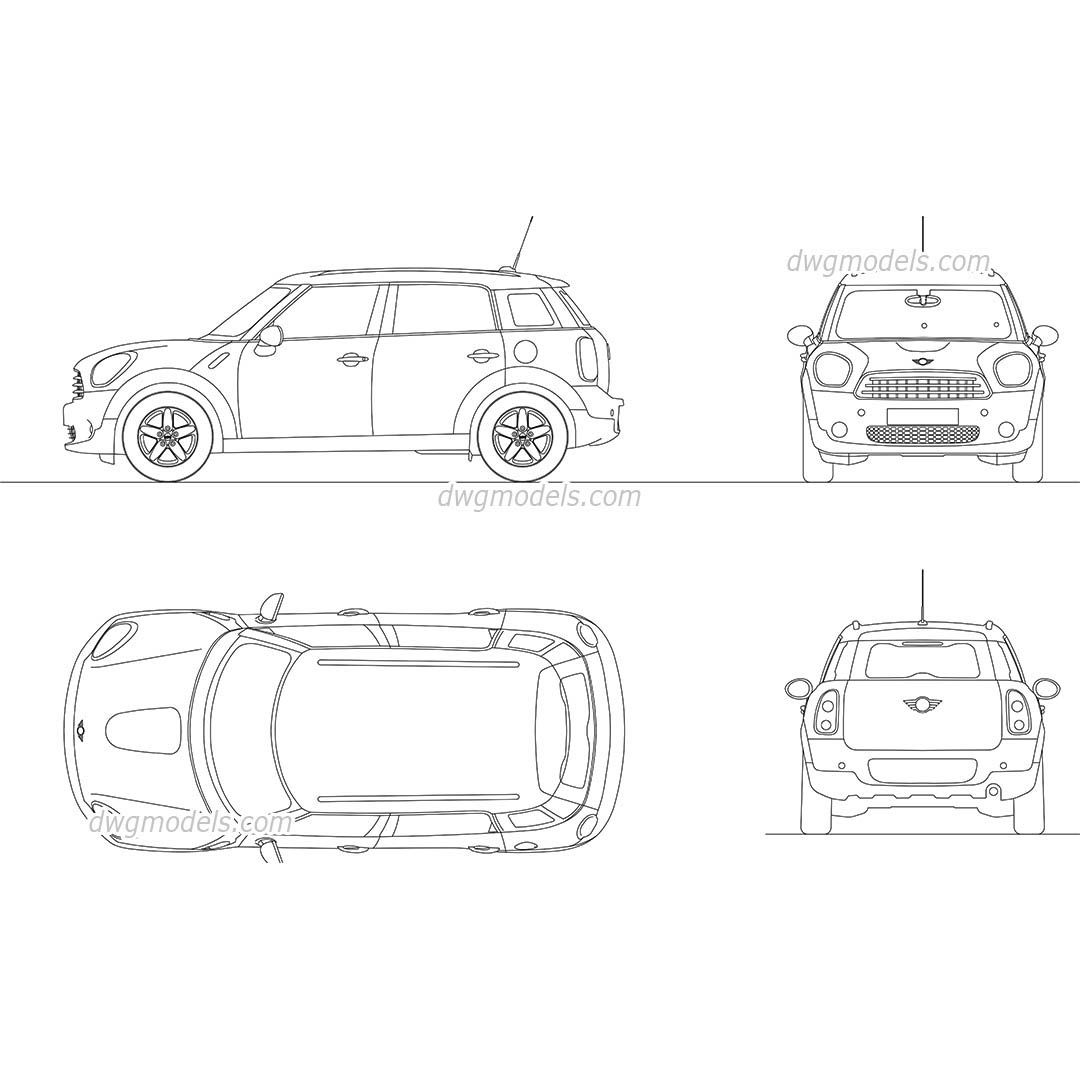 Mini Cooper Countryman - drawing for 3D modeling