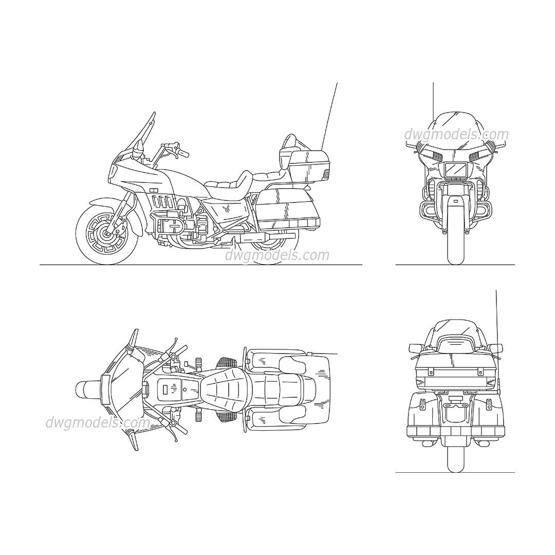 Honda Gold Wing - drawing for 3D modeling