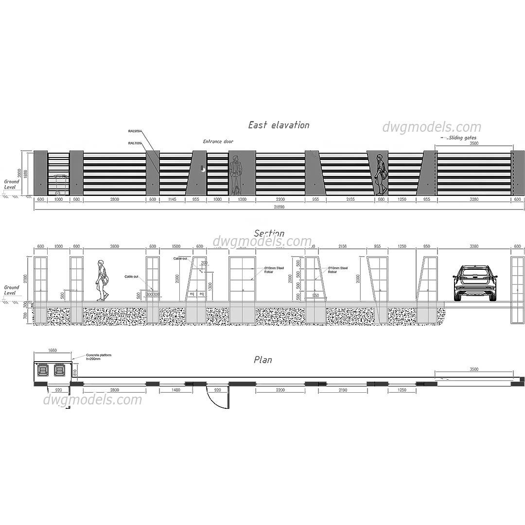 Modern Fence - DWG File (AutoCAD)