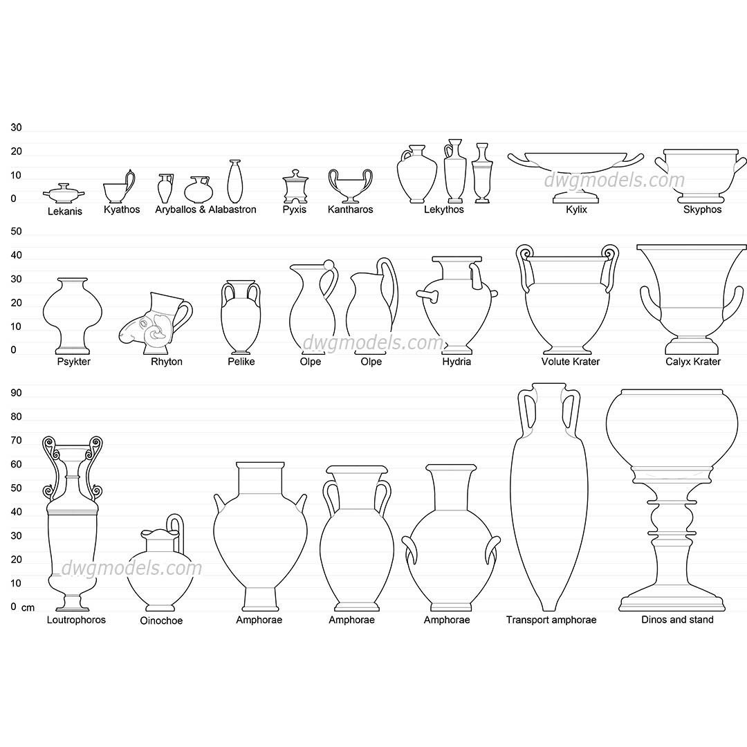 Greek Vase Shapes - DWG File (AutoCAD)