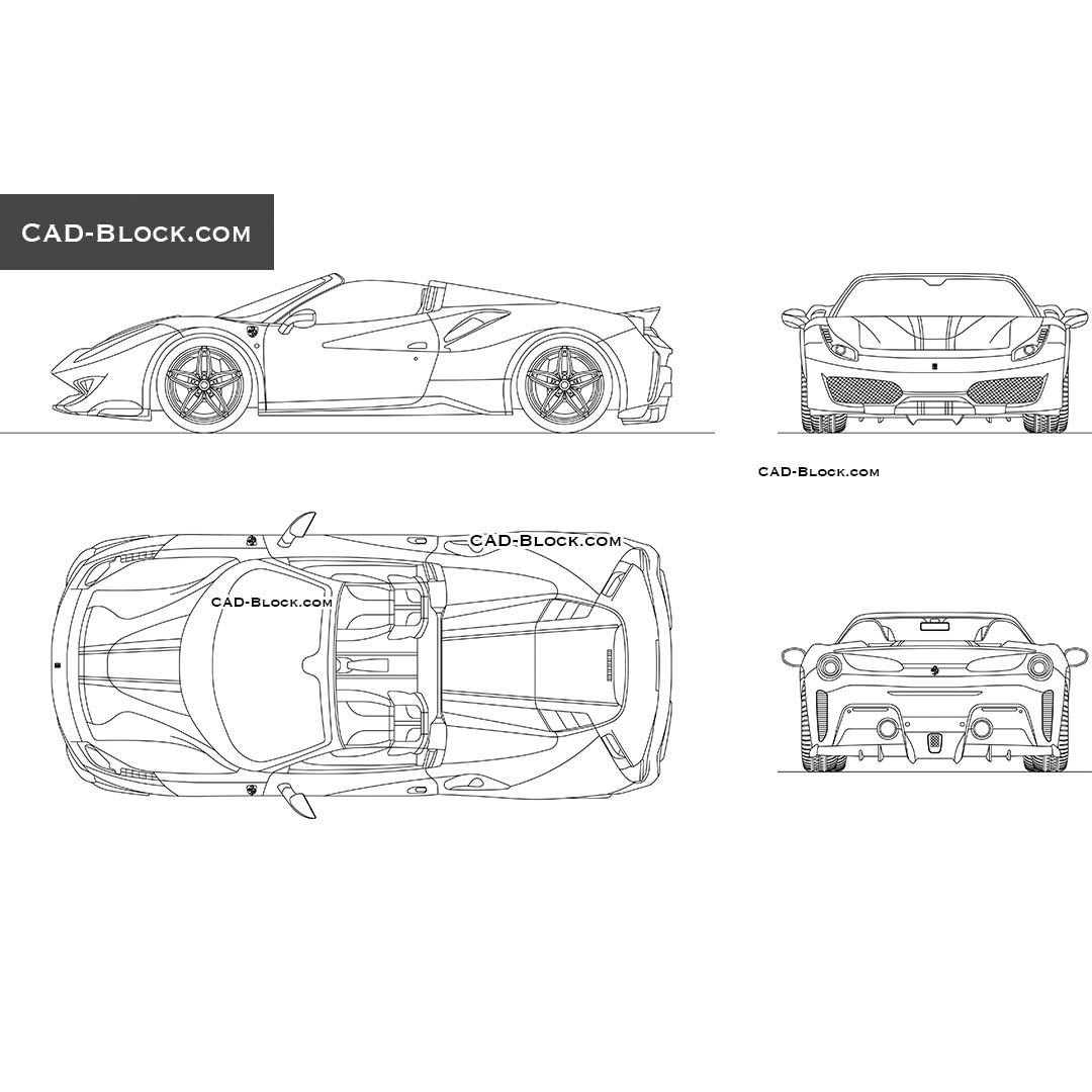 Ferrari 488 Pista Spider - Vector car drawings