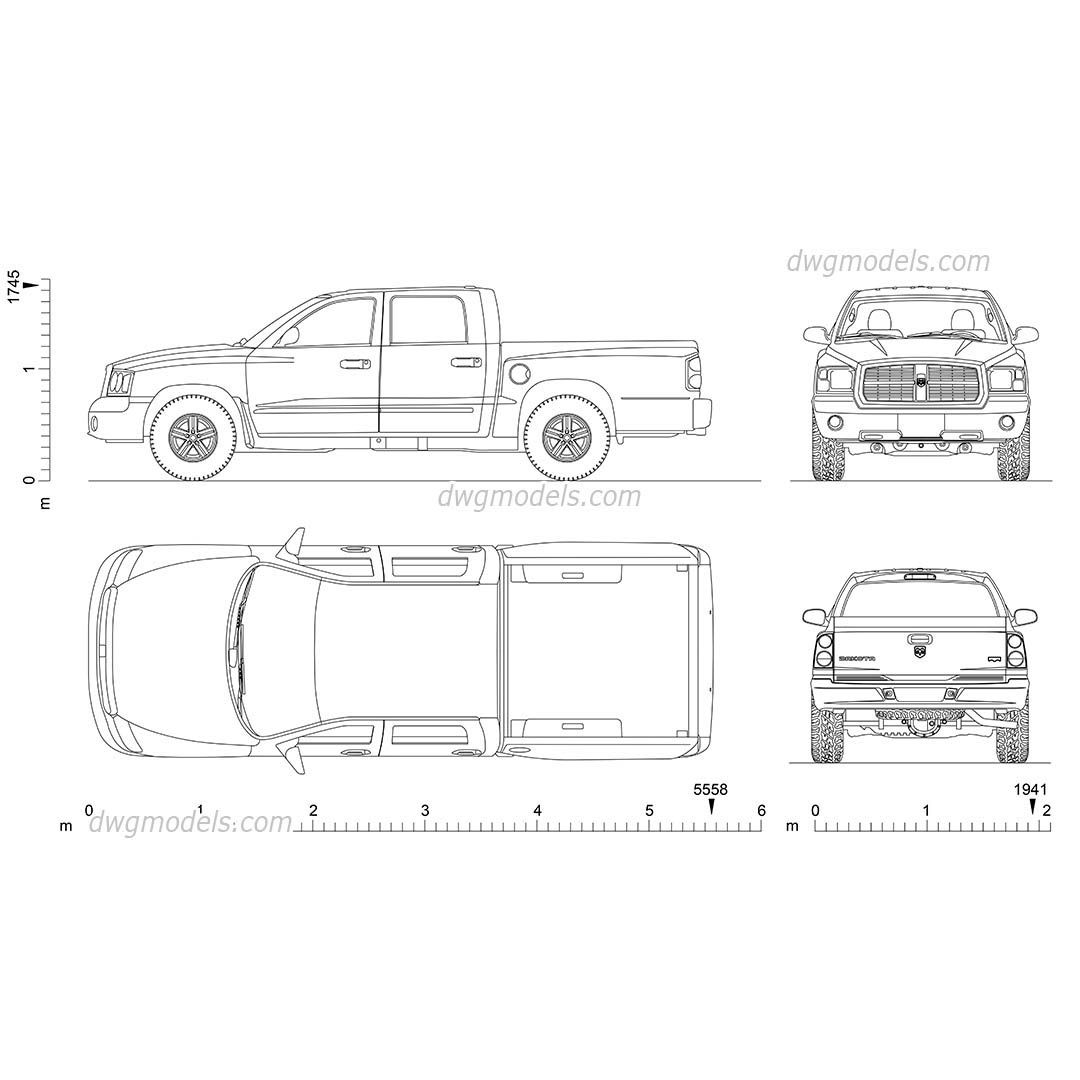 Dodge Dakota - drawing for 3D modeling
